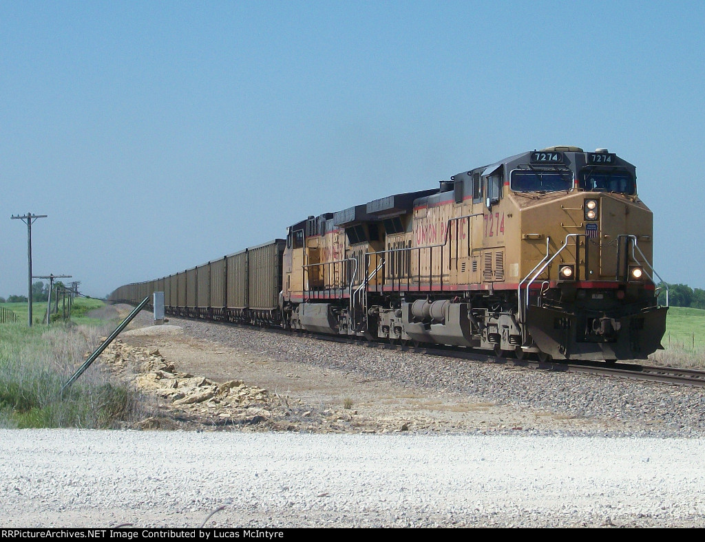 UP 7274 eastbound UP loaded coal train
